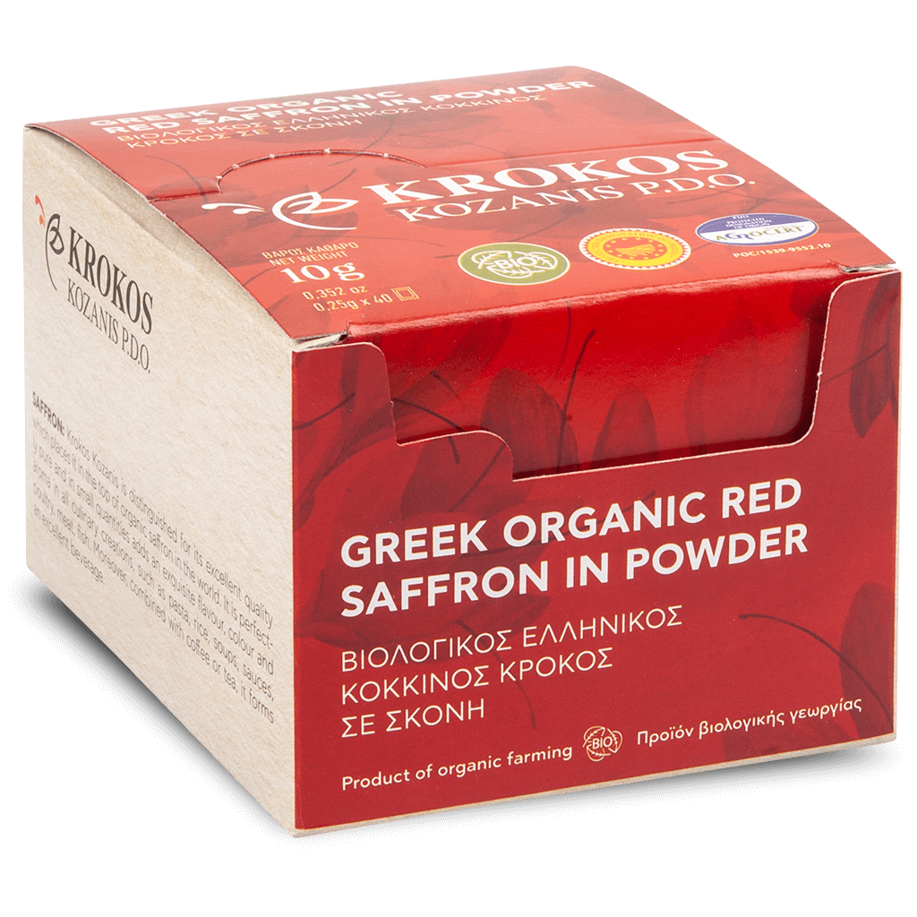 Powder Organic Red Saffron, Sachet 0,25g - Krokos Kozanis